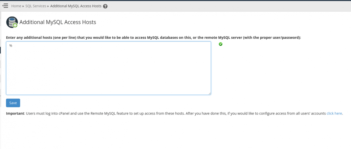 How To Configure Cpanel Mysqlmariadb Or Postgresql For Remote