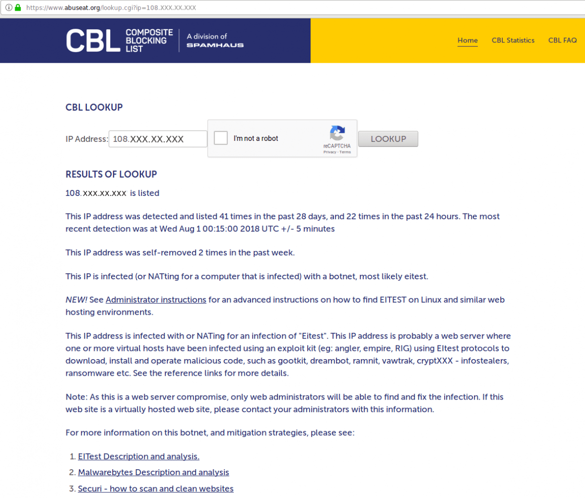 Detecting and Cleaning EITest Infections Following Spamhaus and CBL ...