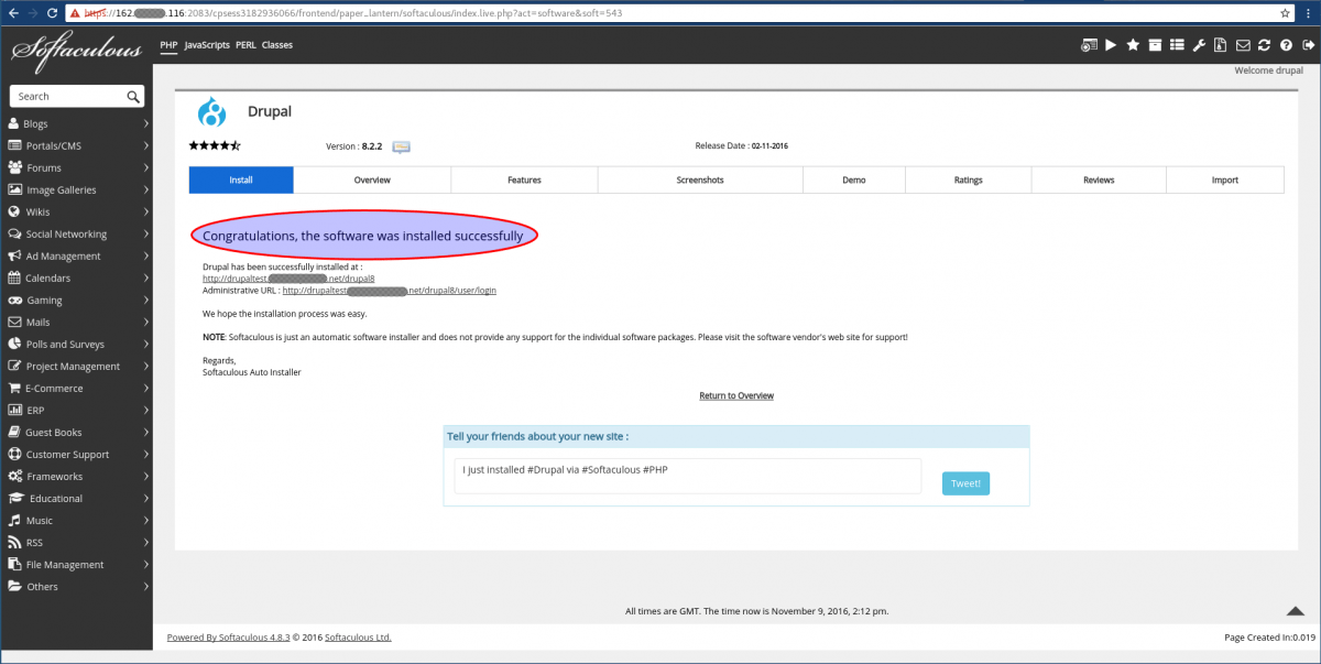How To Install Drupal via Softaculous - KnownHost