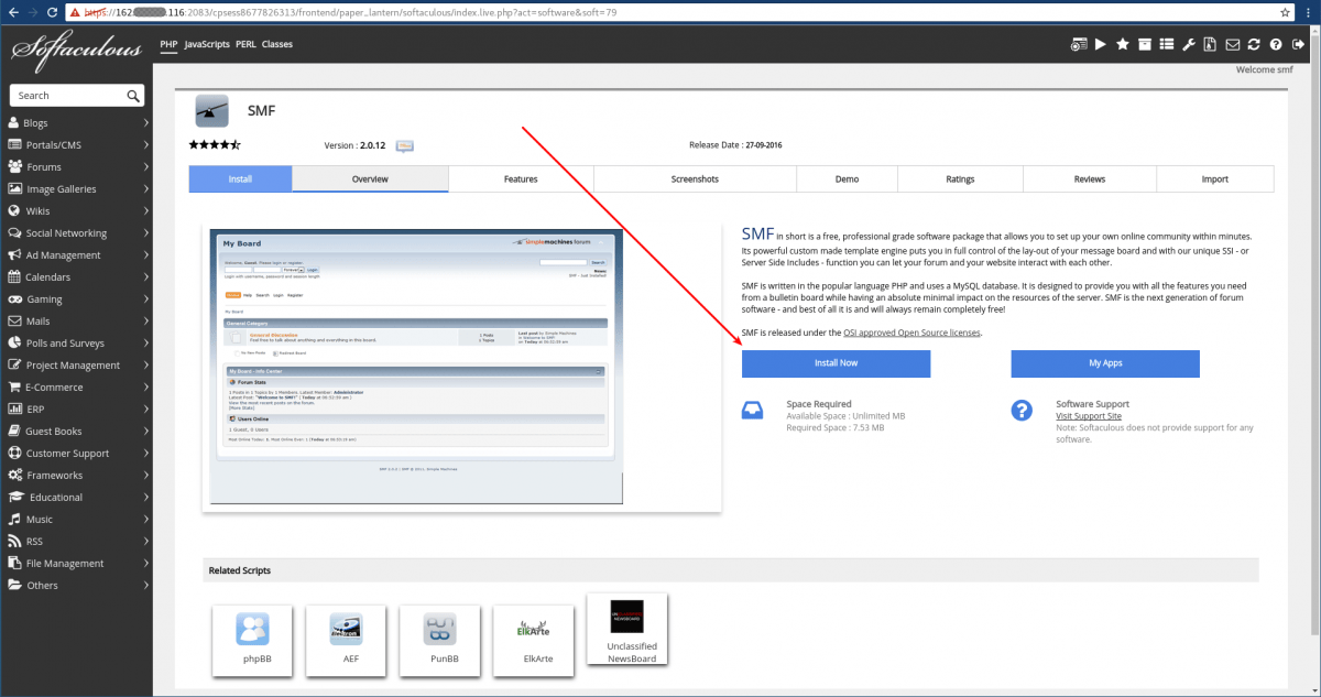 How To Install SMF via Softaculous - KnownHost