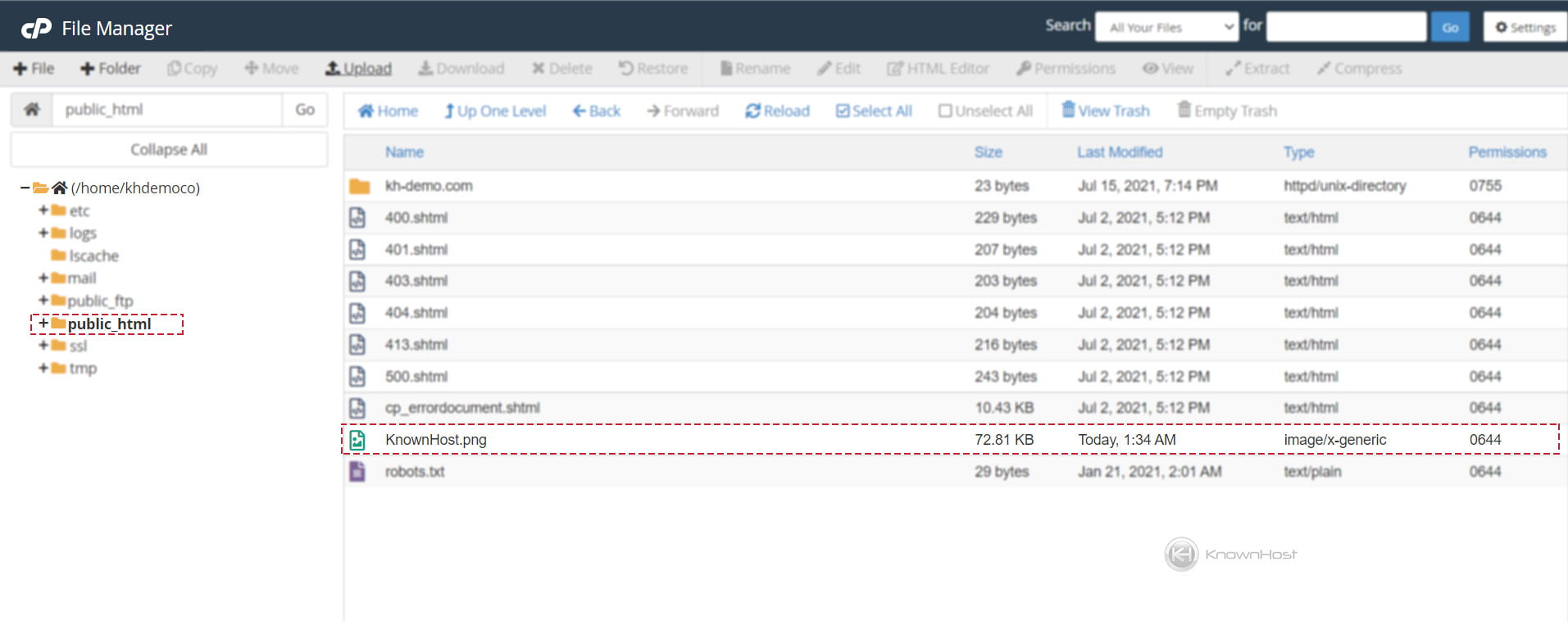 How to use cPanel's File Manager? - KnownHost