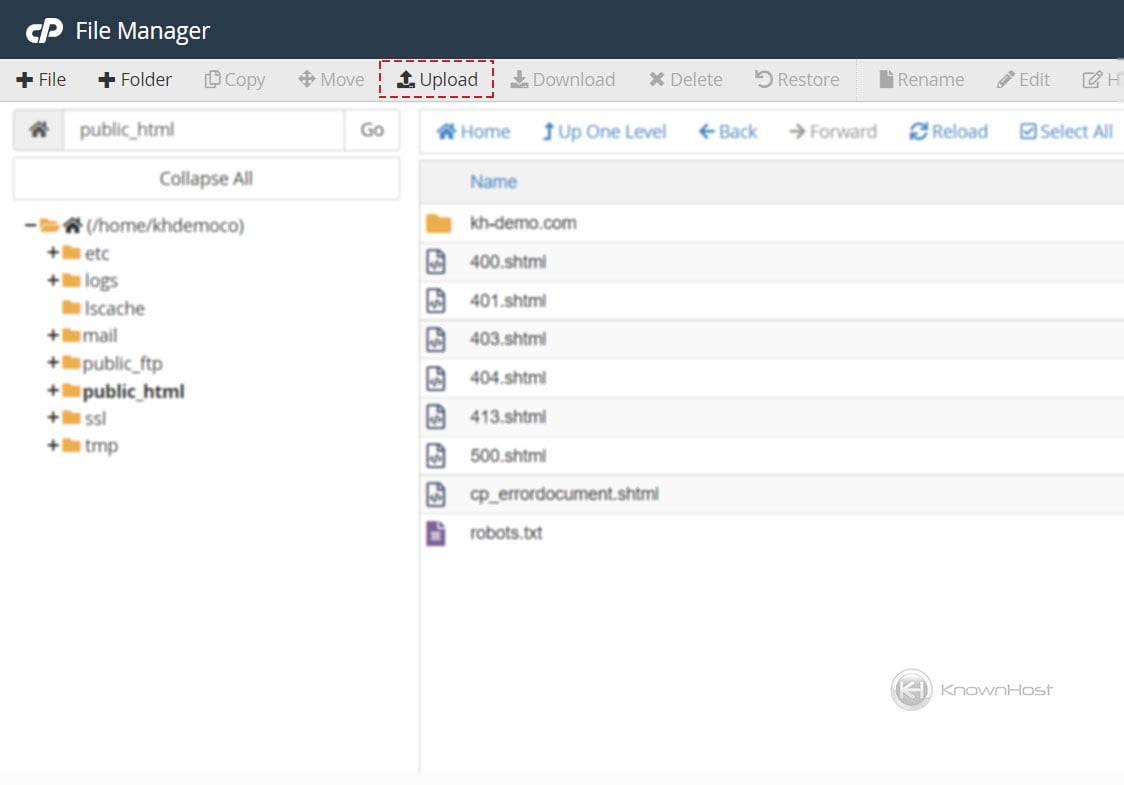 How to use cPanel's File Manager? - KnownHost