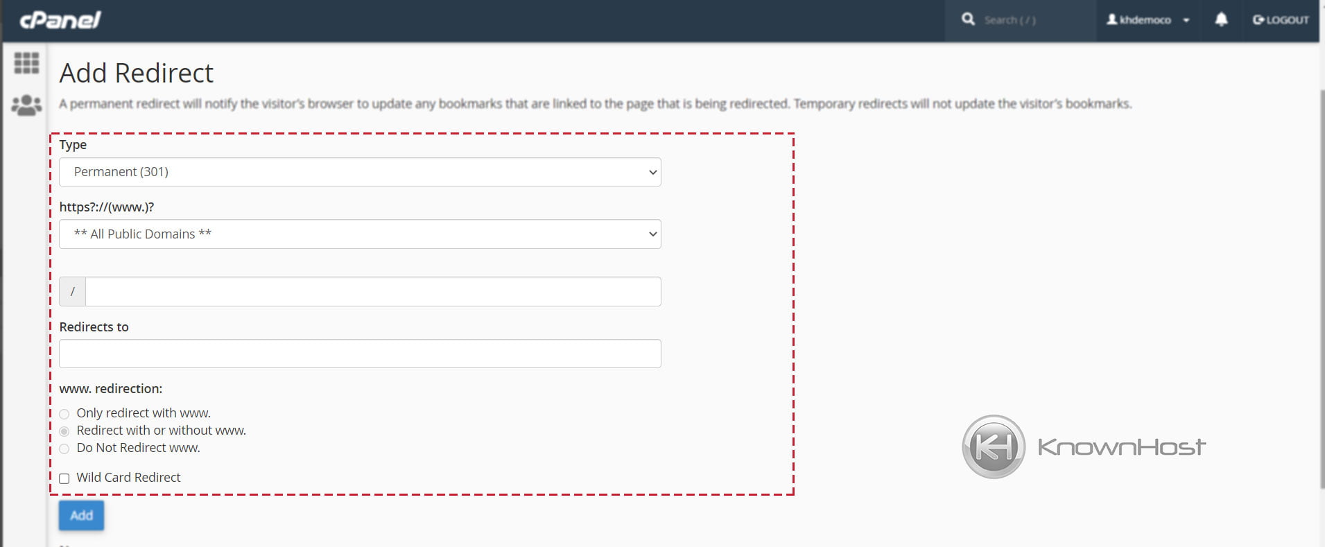 How to set up domain redirection in cPanel? - KnownHost