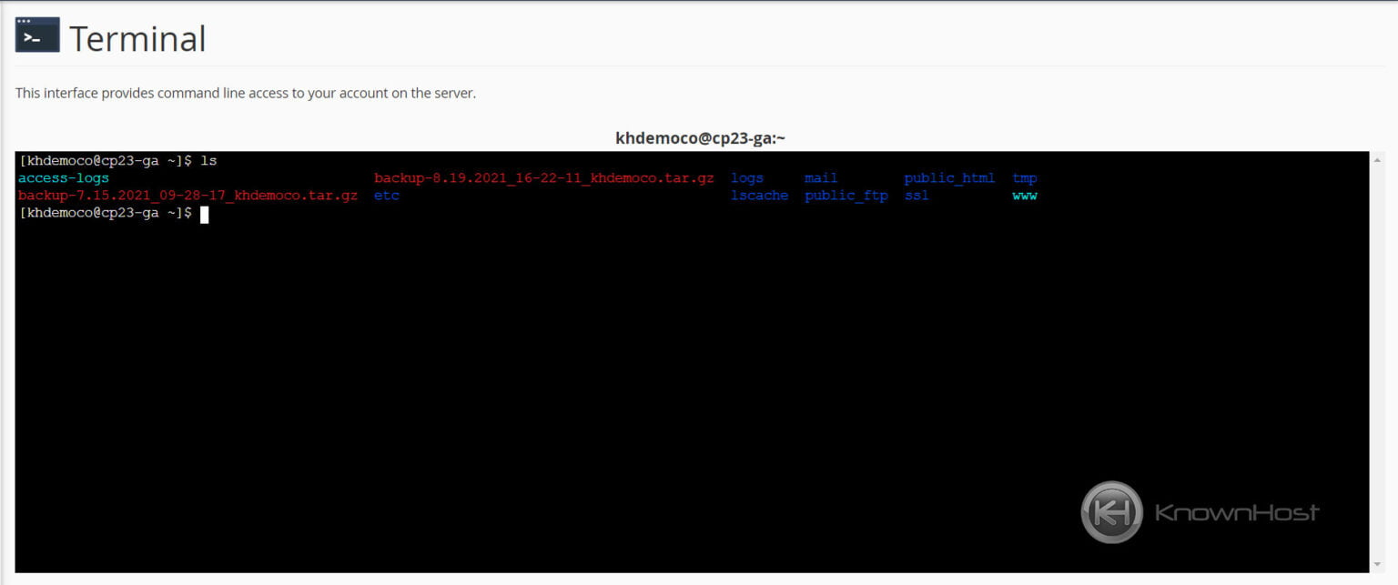 How to use Terminal in cPanel? - KnownHost