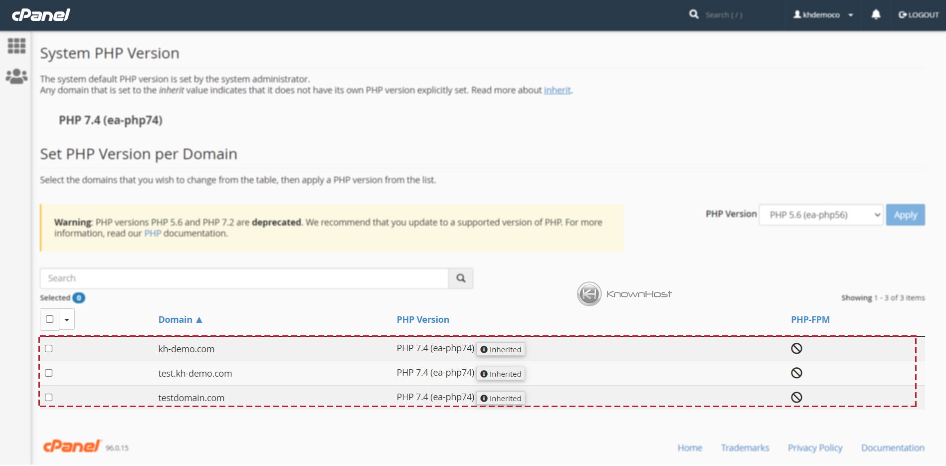 How to change PHP Version in cPanel? - KnownHost
