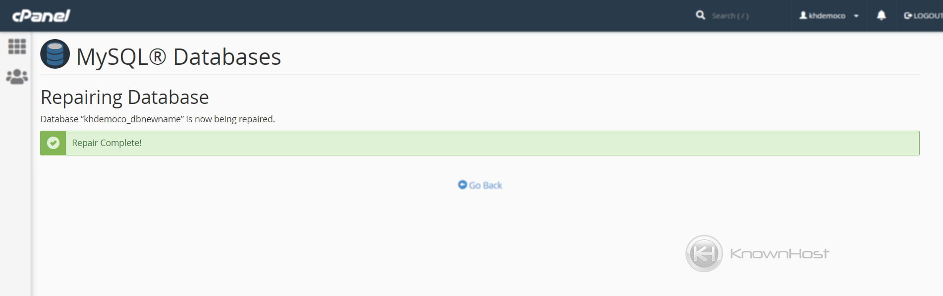 How to repair MySQL database in cPanel? - KnownHost