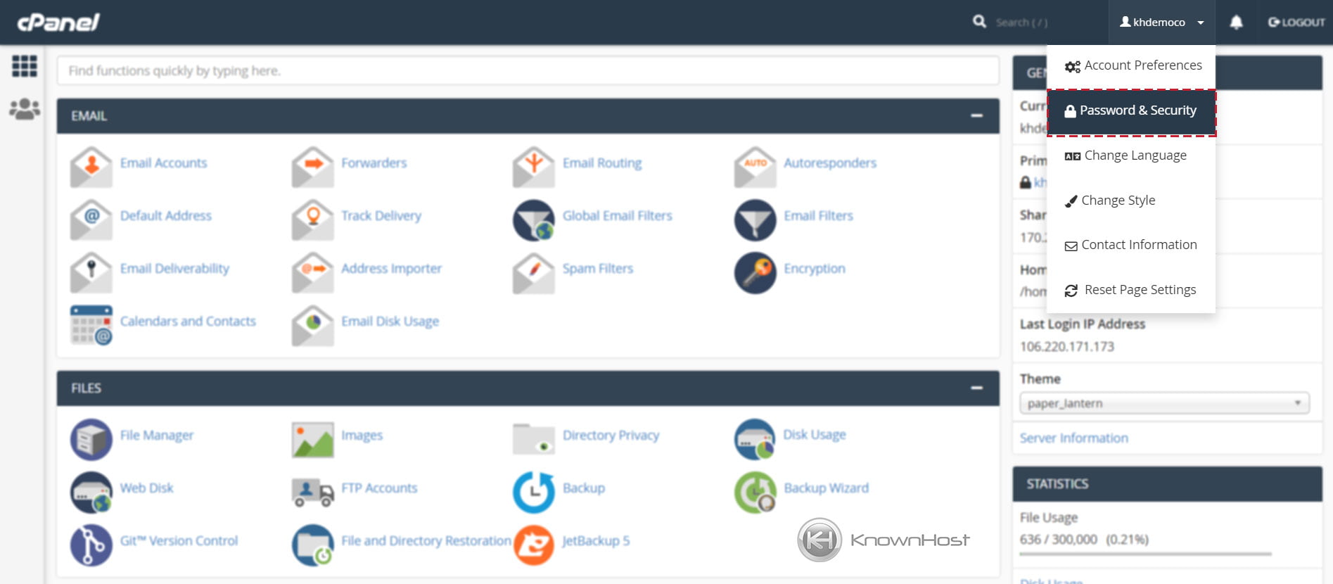 How to Change cPanel Password? - KnownHost