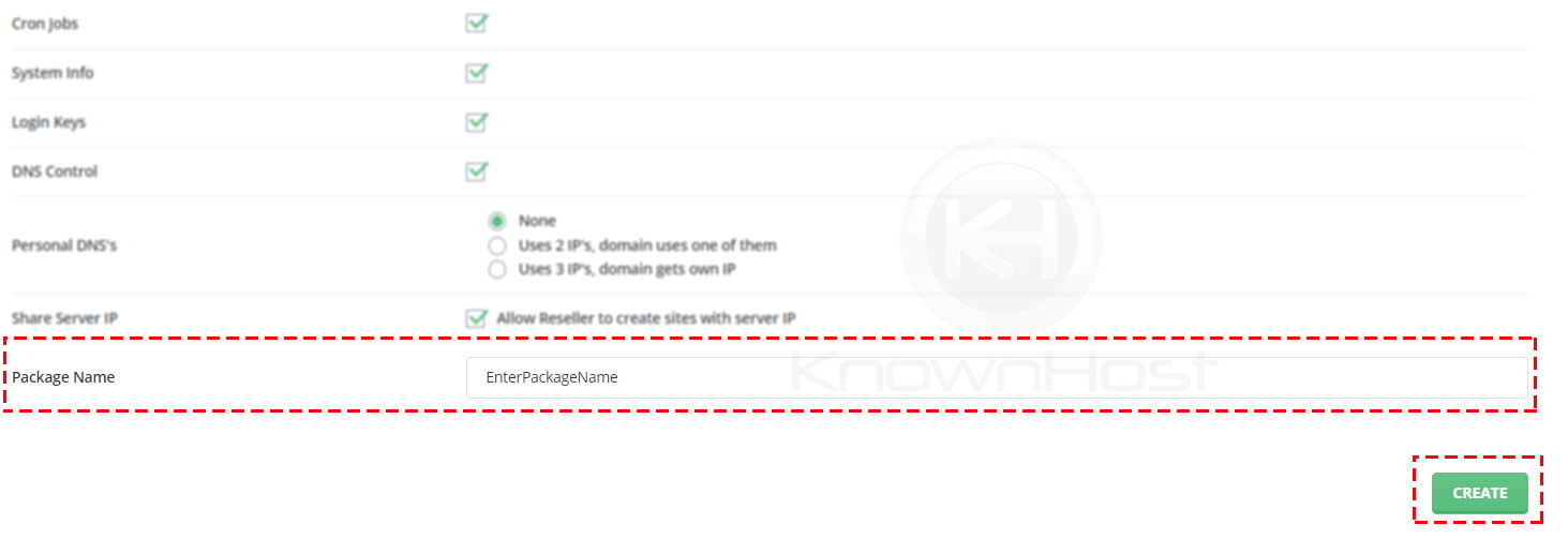 How to create Reseller Package in DirectAdmin? - KnownHost