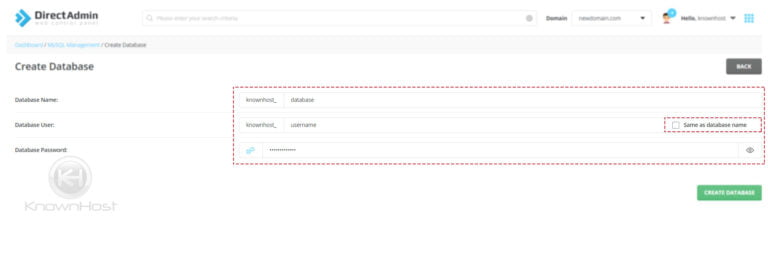 How to create a MySQL Database in DirectAdmin? - KnownHost