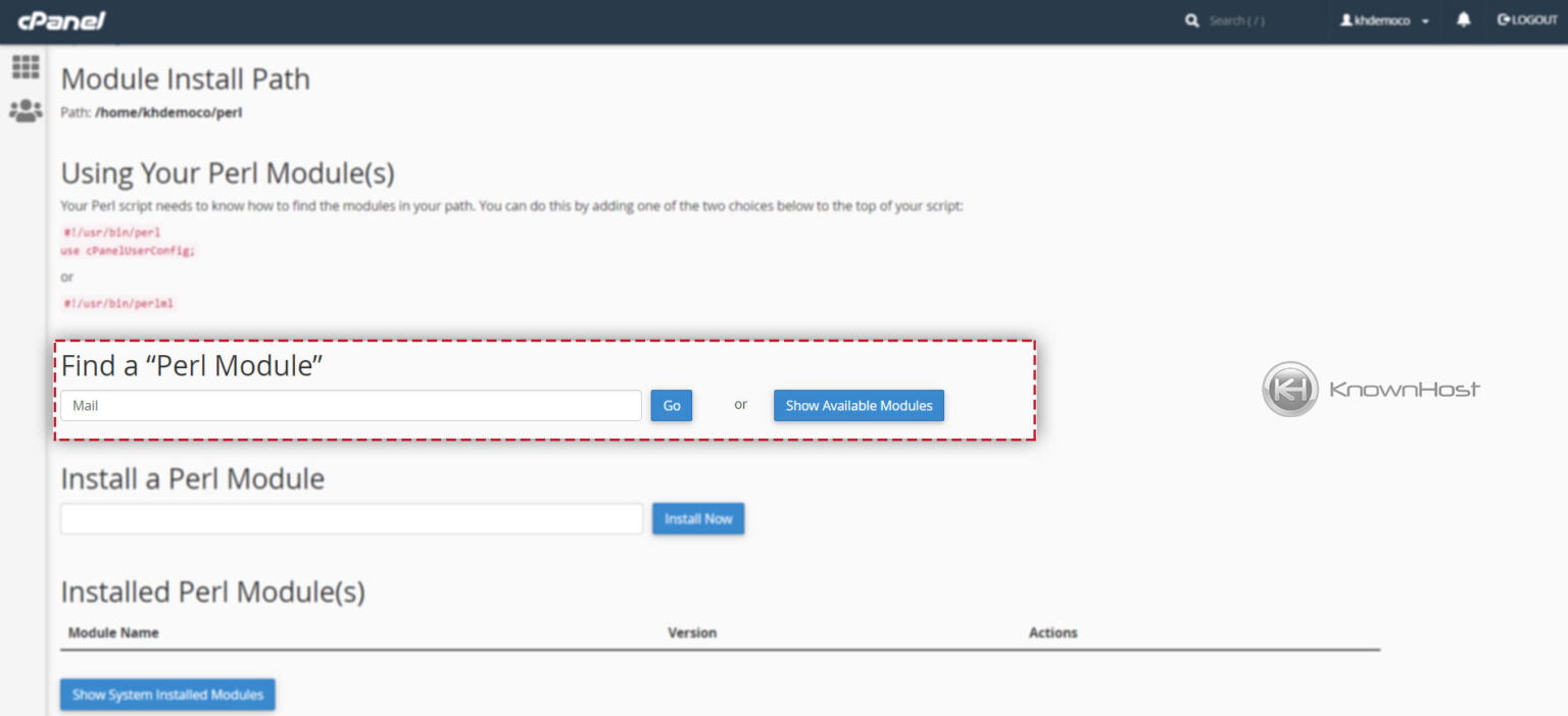 How to install Perl modules using cPanel? - KnownHost