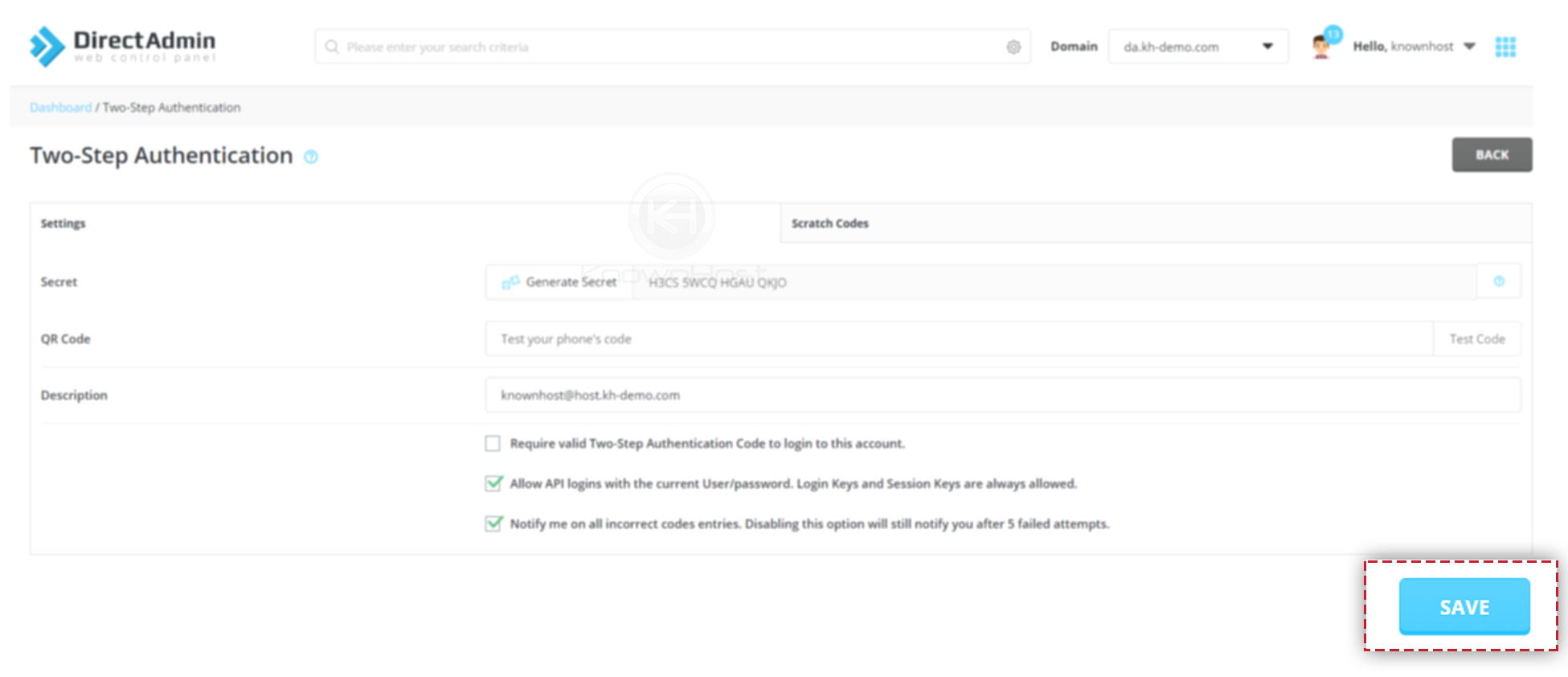 How to set up Two Step Authentication in DirectAdmin? - KnownHost