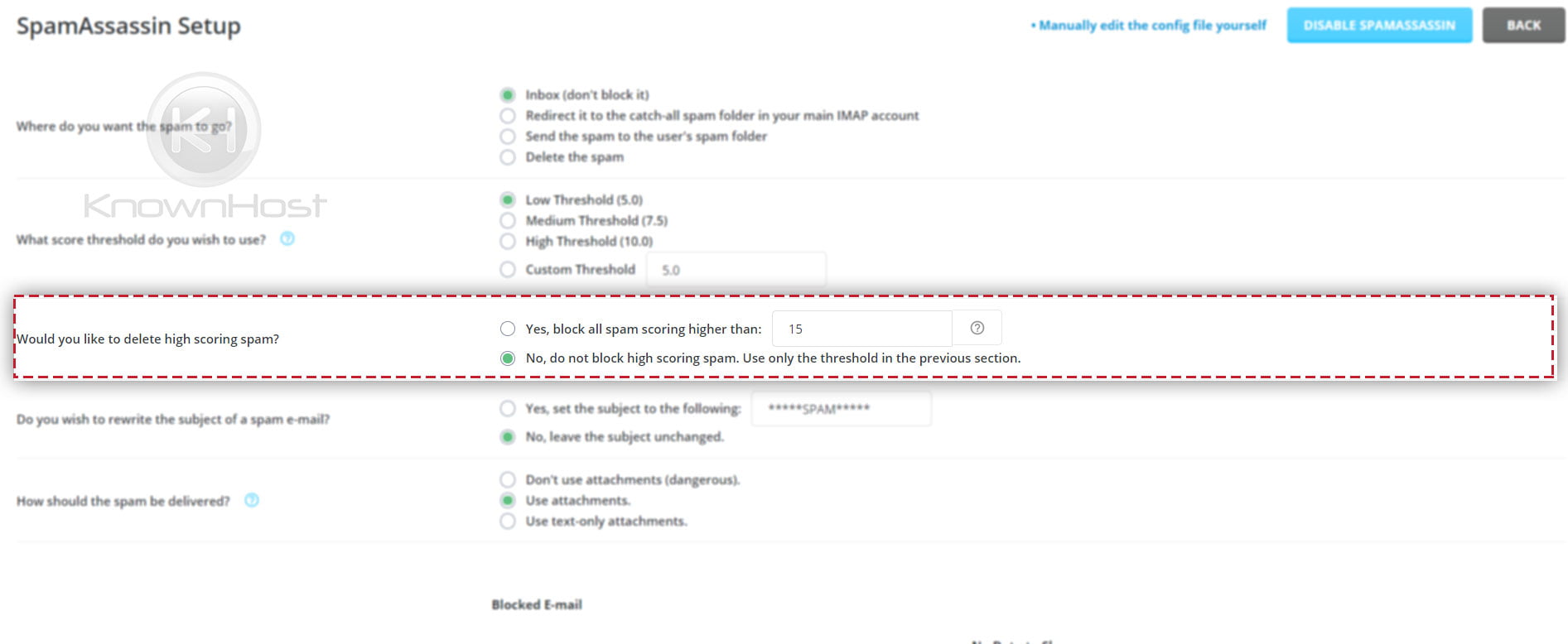 How to Enable and Configure SpamAssassin in DirectAdmin? - KnownHost