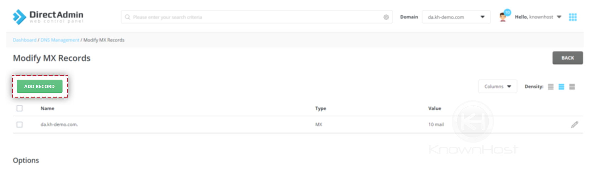 How to change MX Records in DirectAdmin? - KnownHost
