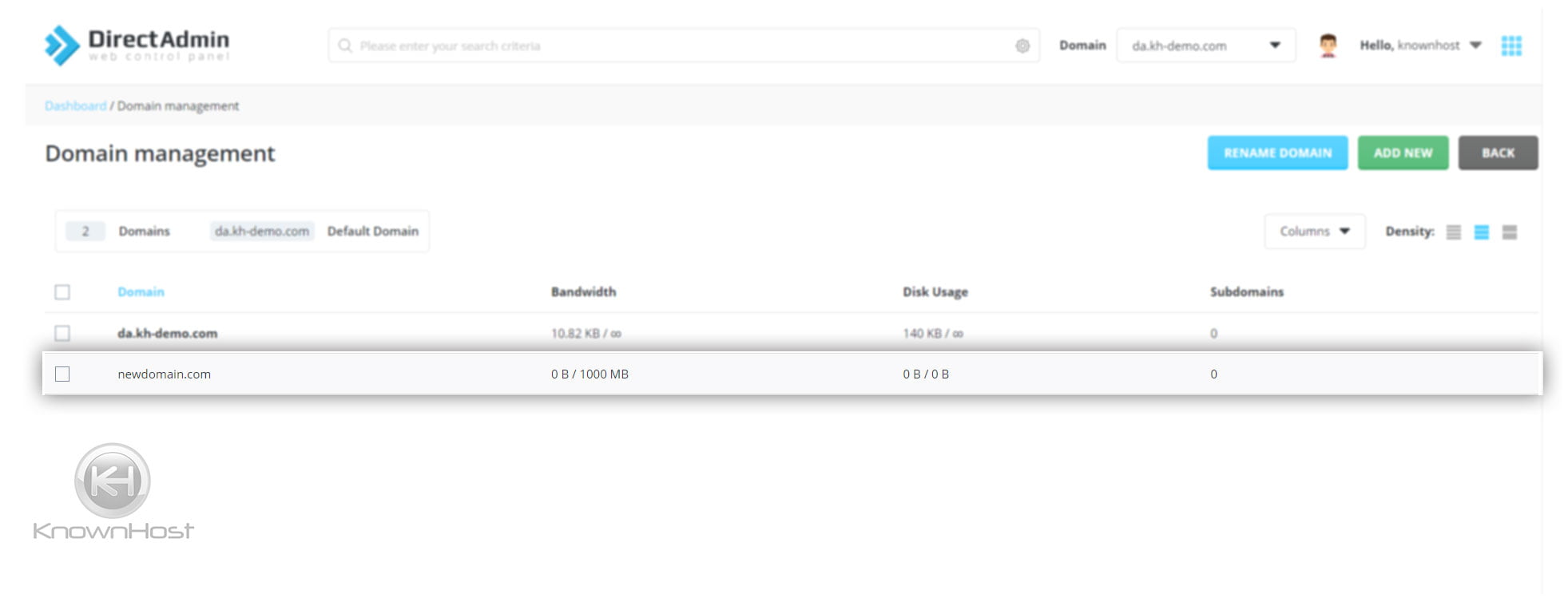 How to add addon domain in DirectAdmin? - KnownHost