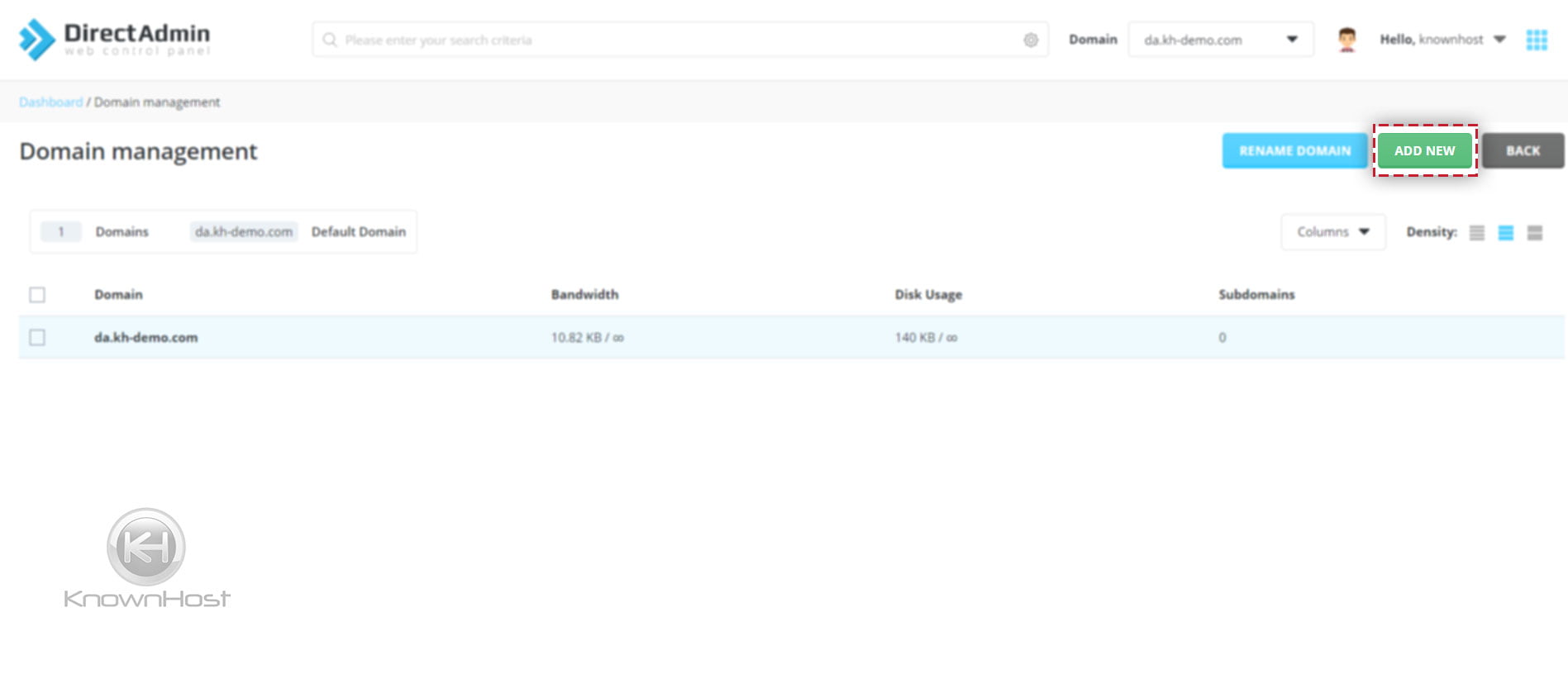 How to add addon domain in DirectAdmin? - KnownHost