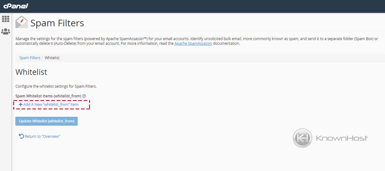 How to Whitelist or Blacklist Emails cPanel's email filters? - KnownHost