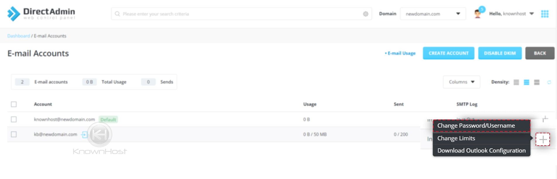 How to change Email Account Password in DirectAdmin? - KnownHost