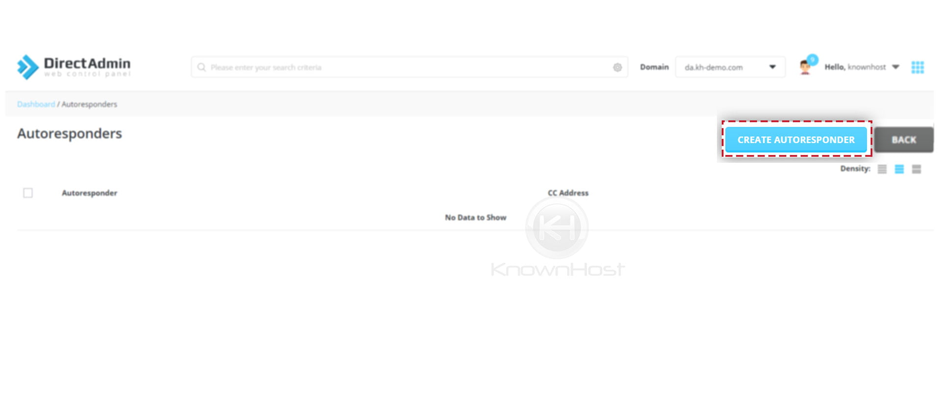 How to create autoresponder in DirectAdmin? - KnownHost