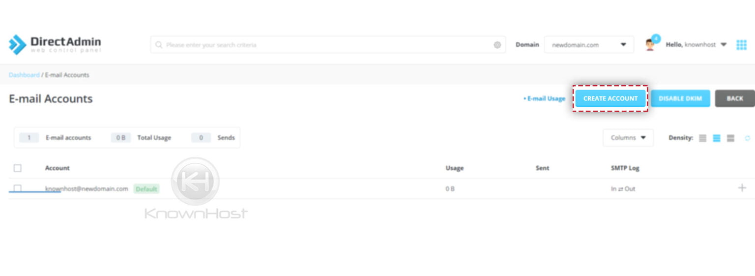 How to Create an Email Account in DirectAdmin? - KnownHost