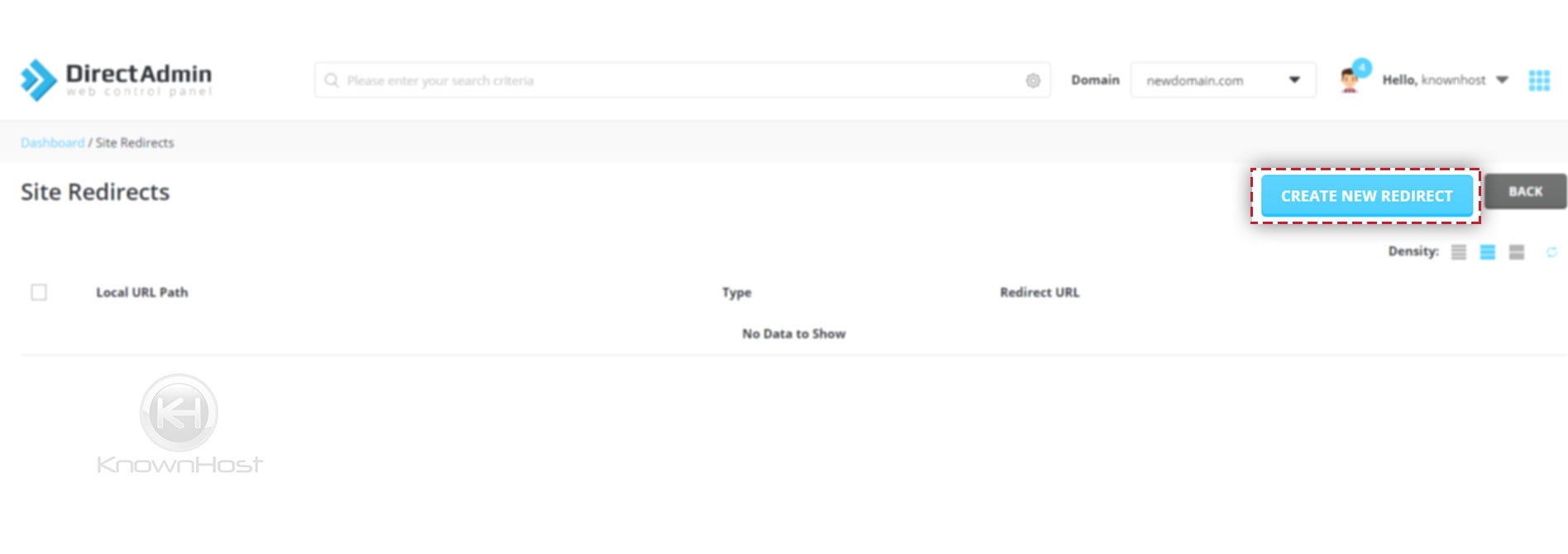 How to set up site redirection in DirectAdmin? - KnownHost