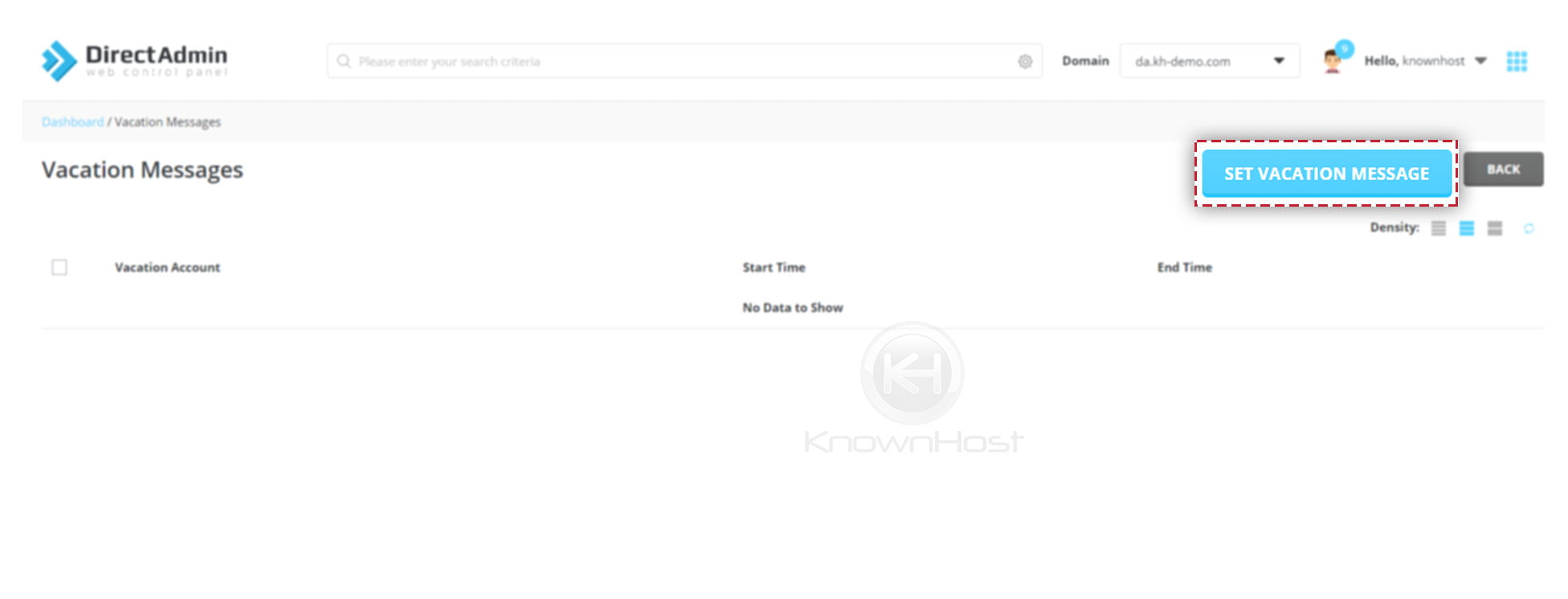 How to set up Vacation Messages in DirectAdmin? - KnownHost