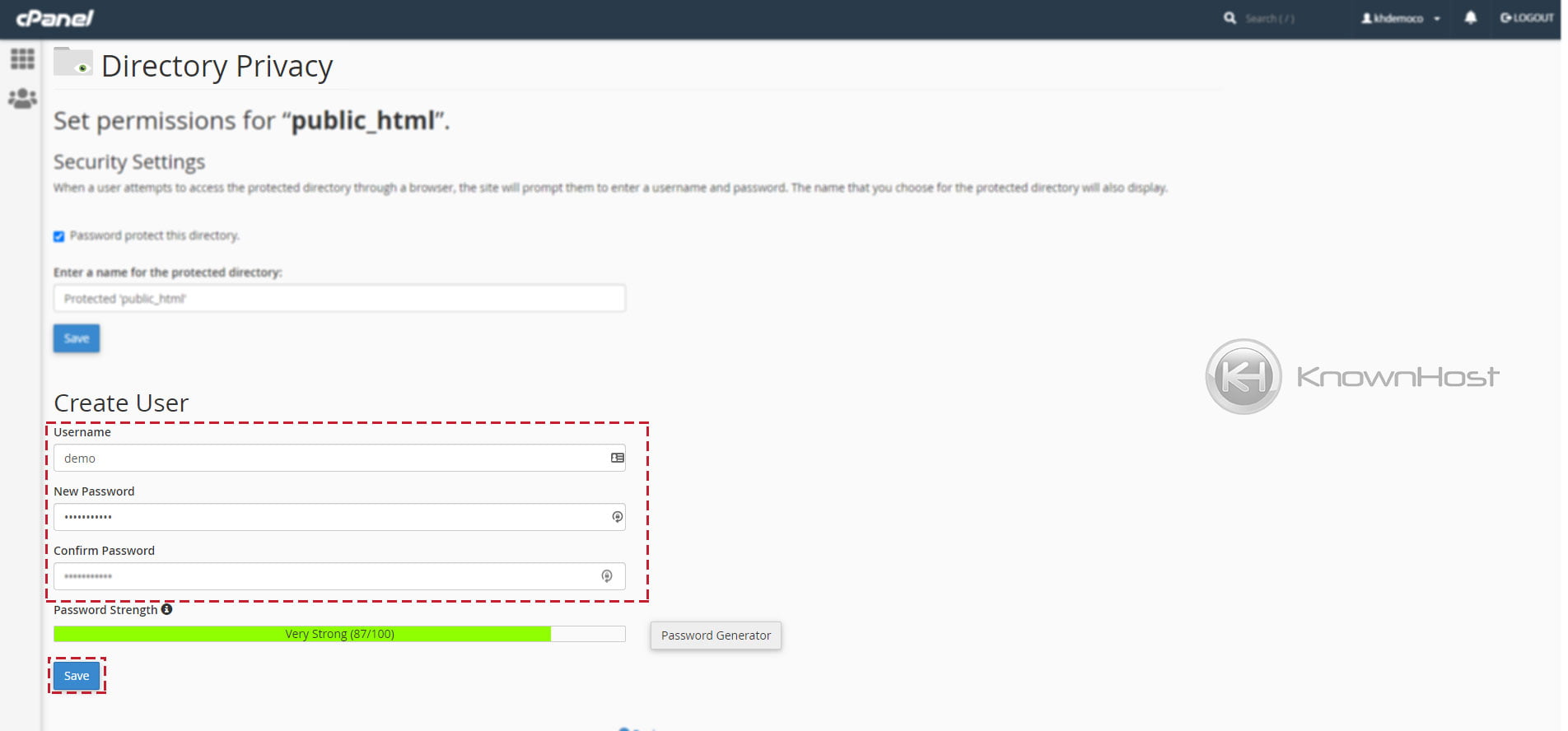 How to set up Directory Privacy in cPanel? - KnownHost