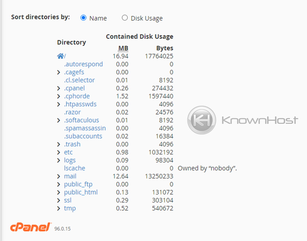 How to view Disk Usage in cPanel? - KnownHost
