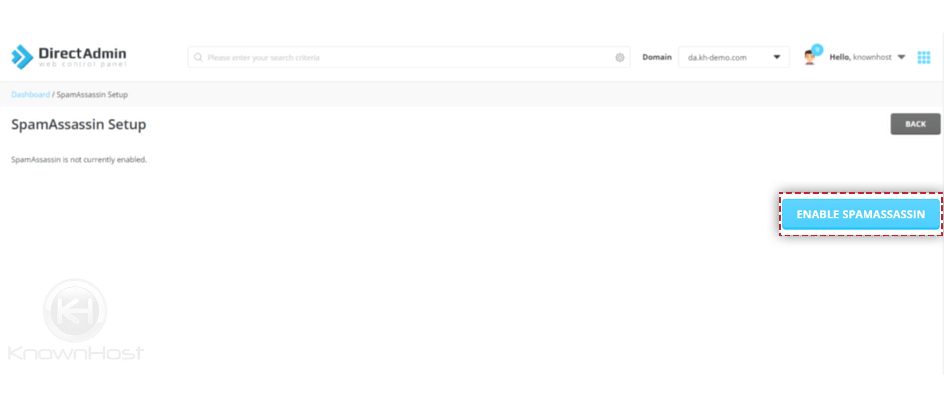 How to Enable and Configure SpamAssassin in DirectAdmin? - KnownHost