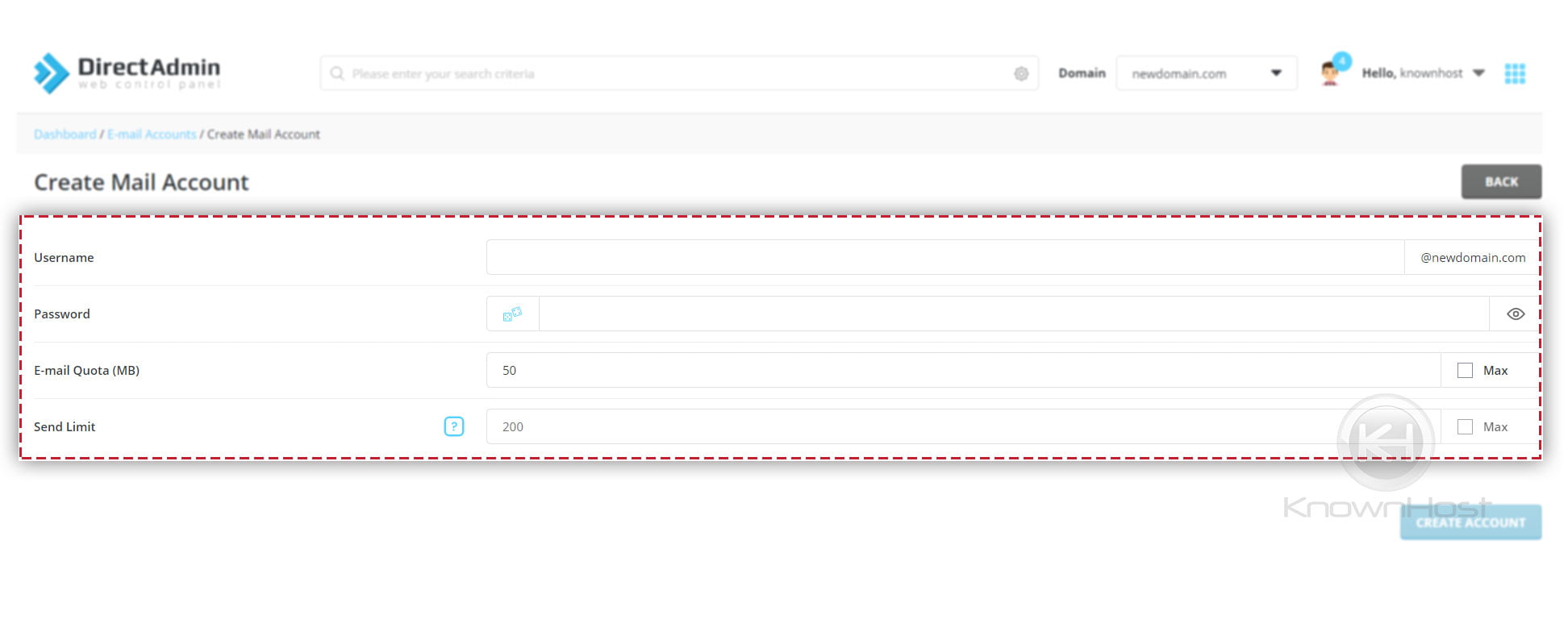 How to Create an Email Account in DirectAdmin? - KnownHost