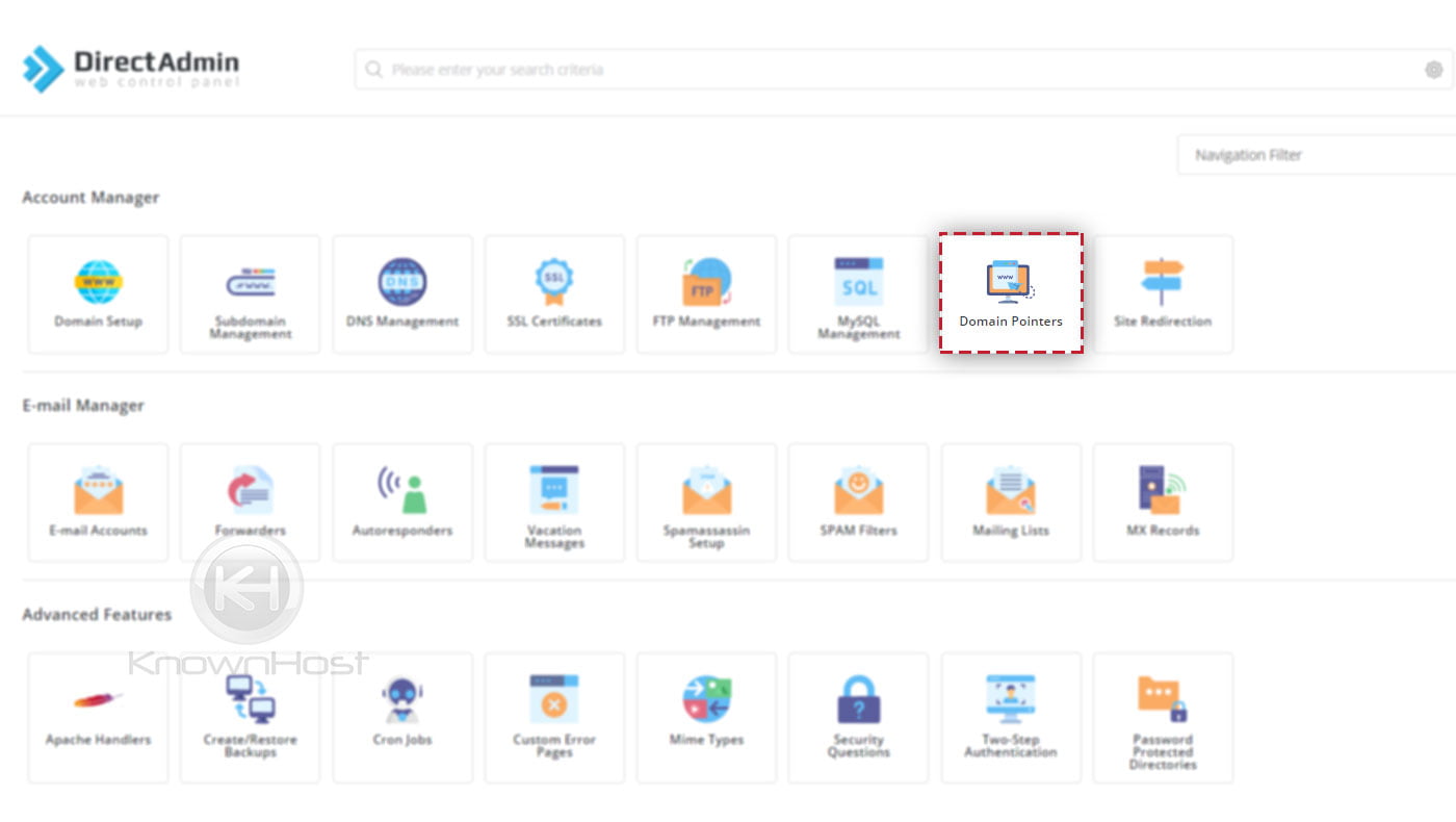 How to set up Domain Pointers in DirectAdmin? - KnownHost