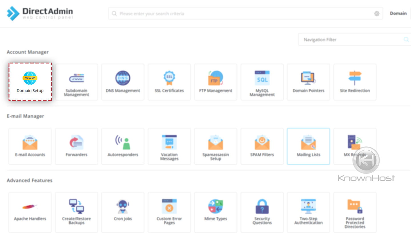 How to add addon domain in DirectAdmin? - KnownHost