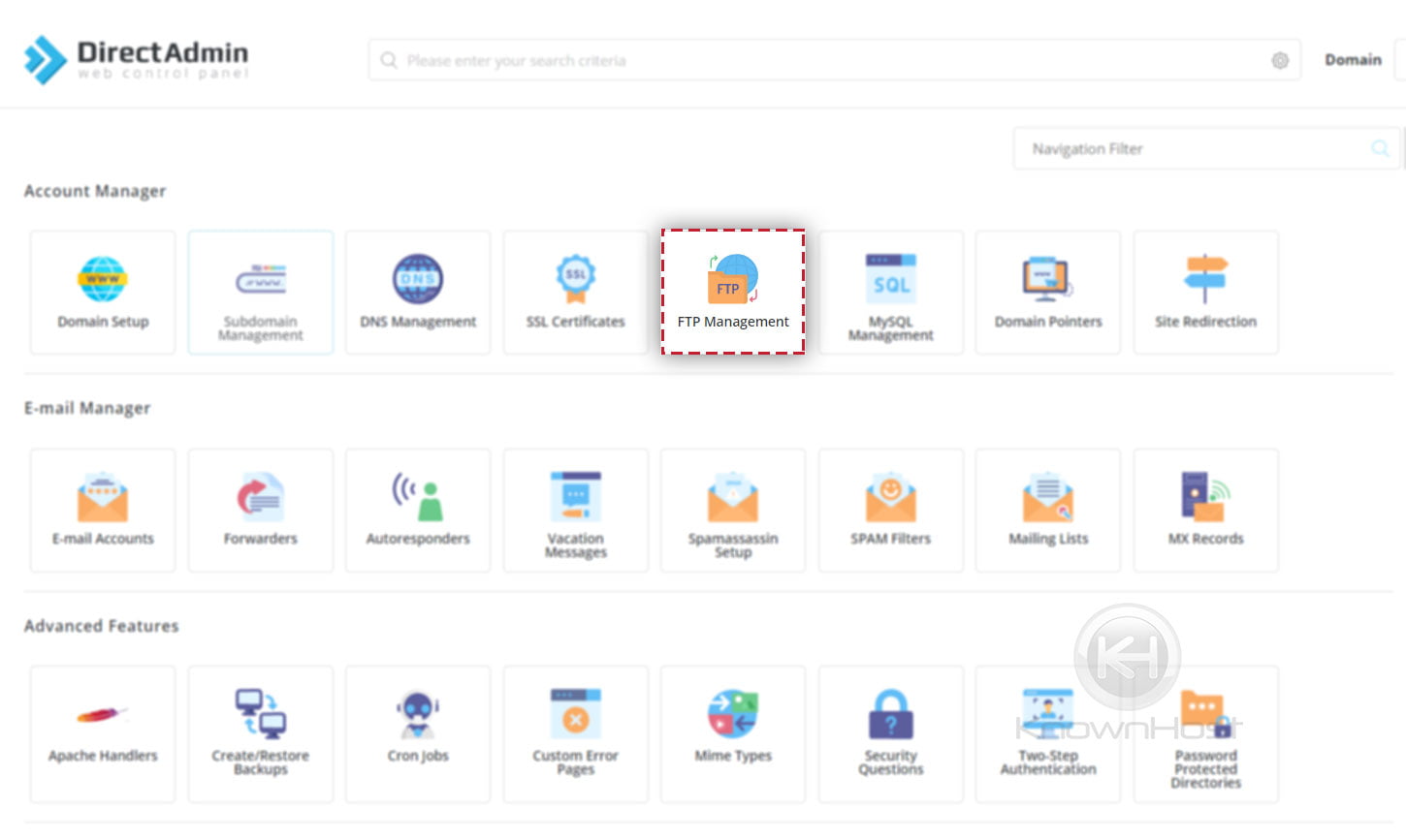 How to create an FTP account in DirectAdmin? - KnownHost