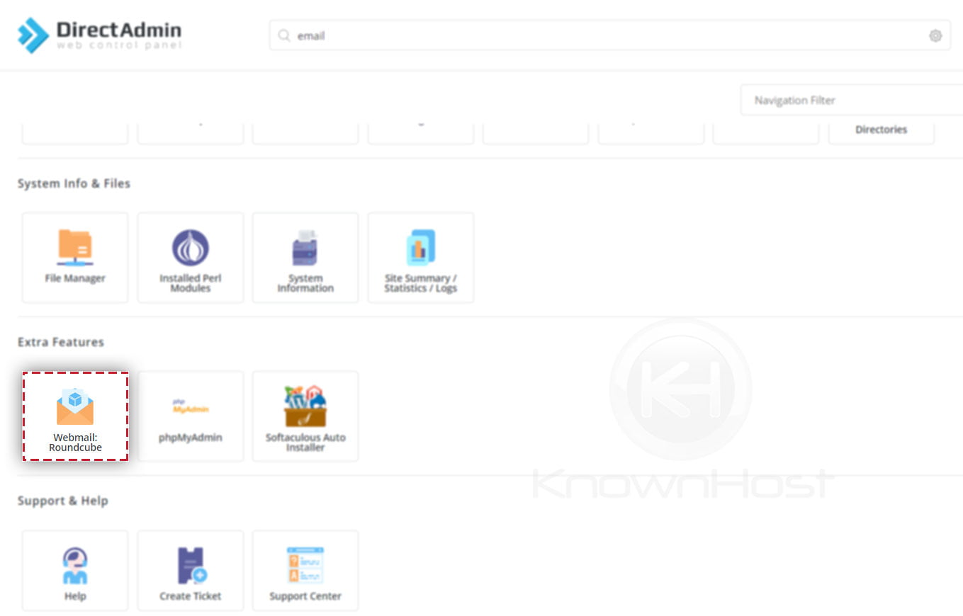 How to access Email Accounts in DirectAdmin? - KnownHost