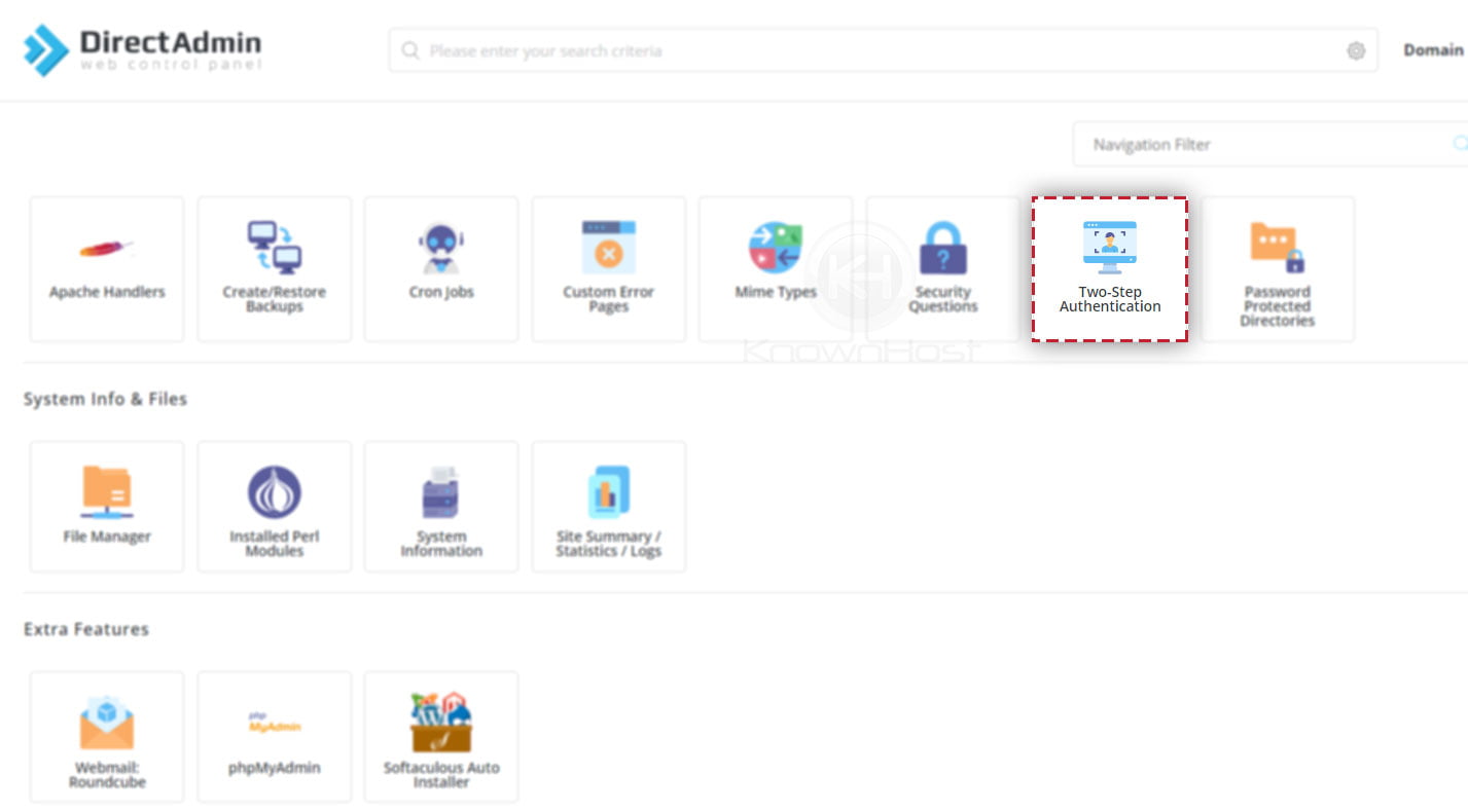 How to set up Two Step Authentication in DirectAdmin? - KnownHost