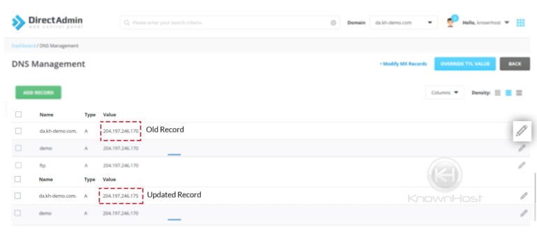 How to add DNS records and manage DNS in DirectAdmin? - KnownHost