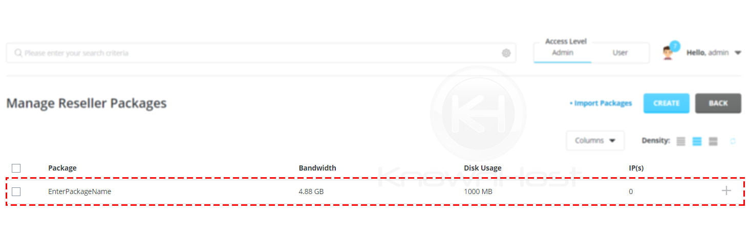 How to create Reseller Package in DirectAdmin? - KnownHost