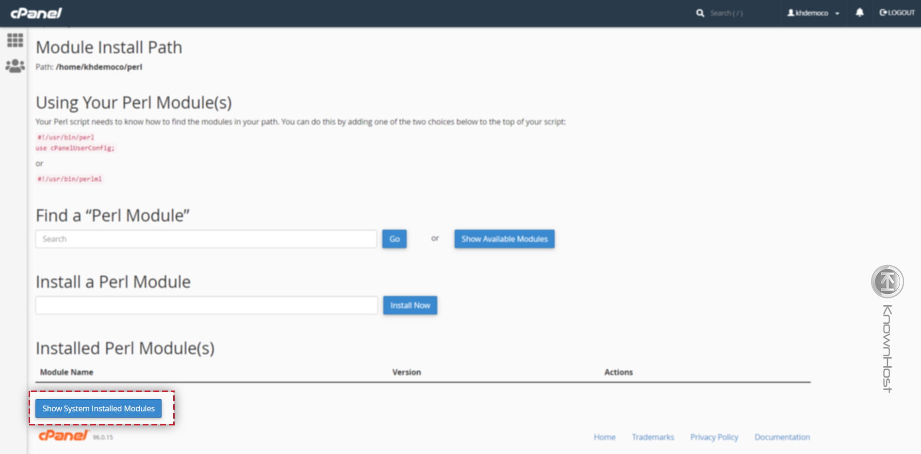 How to install Perl modules using cPanel? - KnownHost