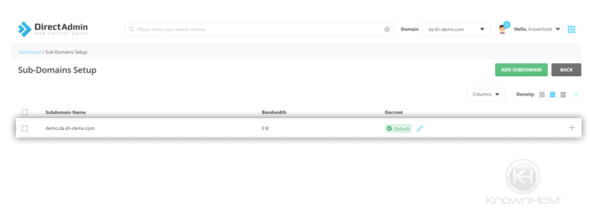 How to create a subdomain in DirectAdmin? - KnownHost