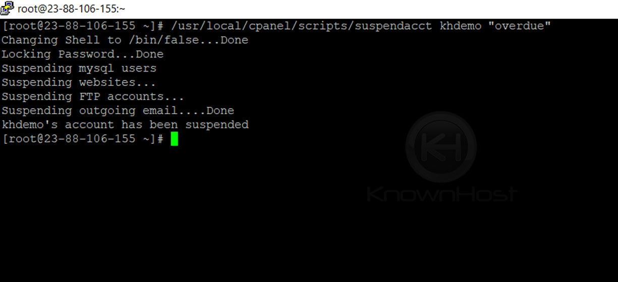 How to suspend a cPanel account? - KnownHost