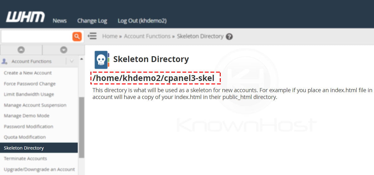 How to configure Skeleton Directory? - KnownHost