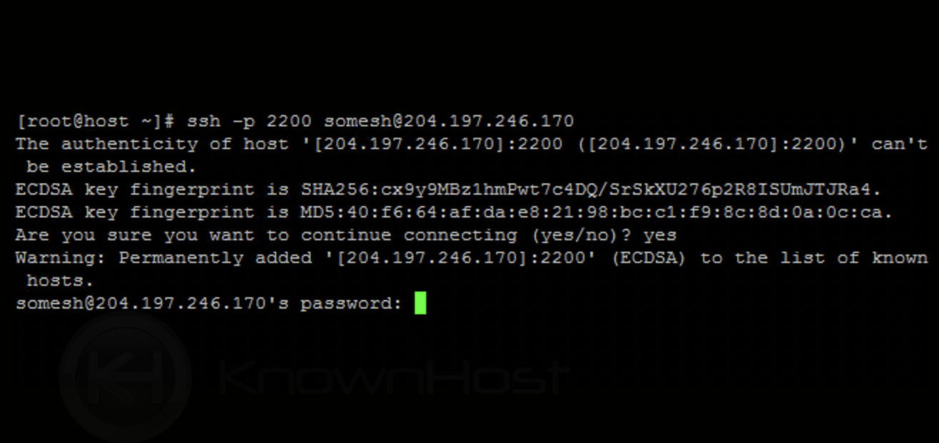 How to connect with SSH? - KnownHost