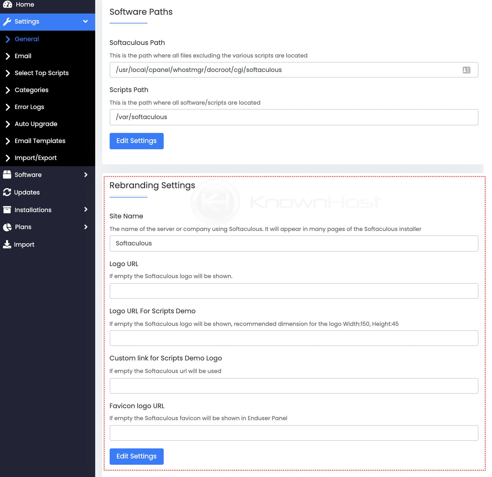 Softaculous - KnownHost