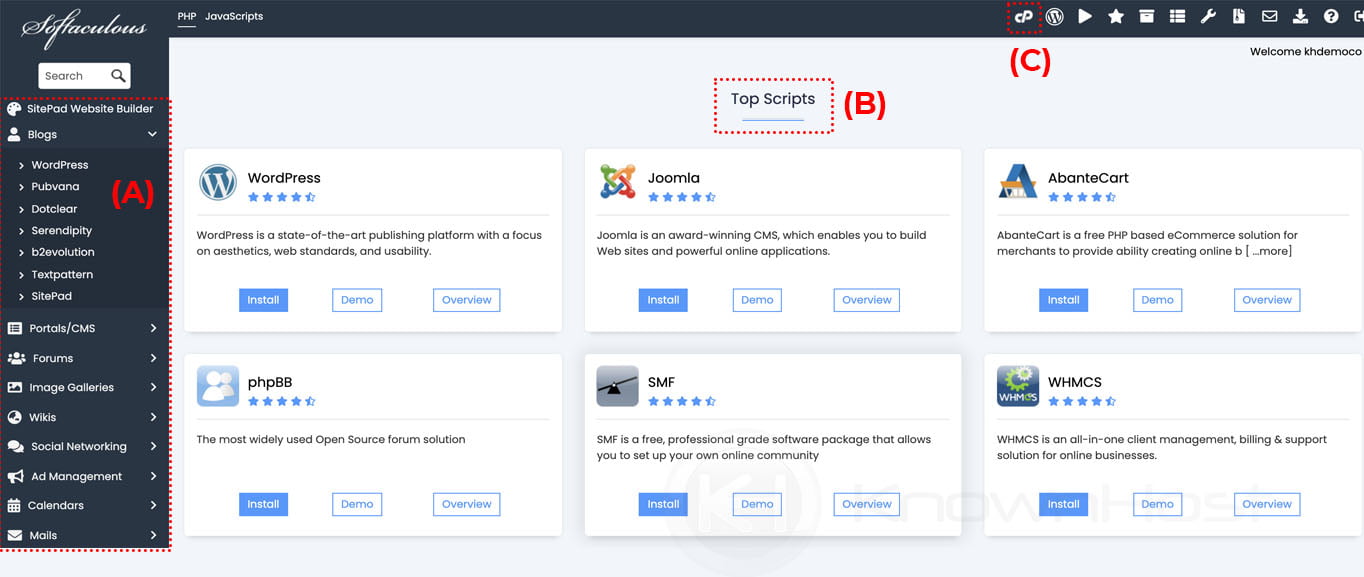 Softaculous - KnownHost