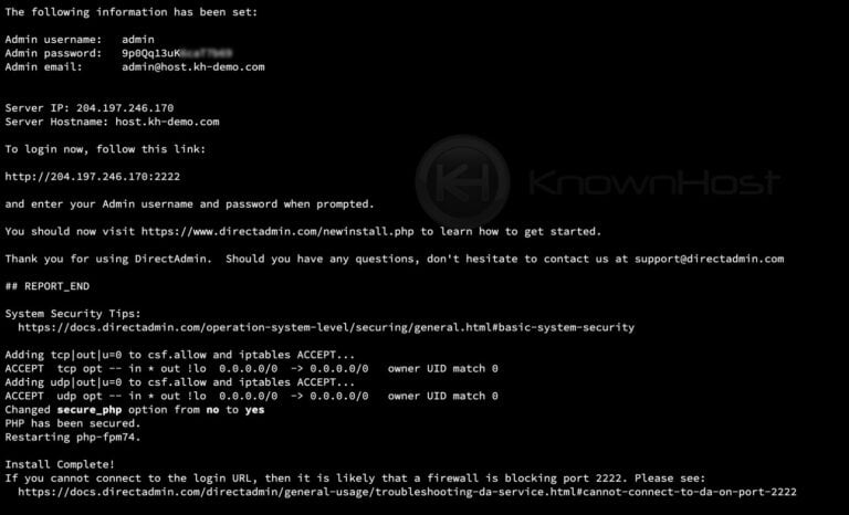 How To Install DirectAdmin - Complete Installation - KnownHost
