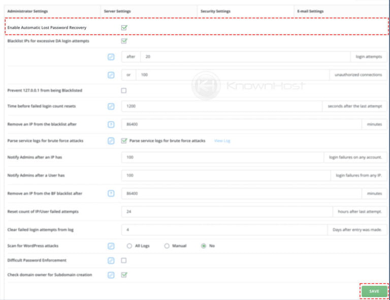 How to Enable Password Reset Emails With DirectAdmin? - KnownHost How to Enable Password Reset Emails With DirectAdmin? - KnownHost