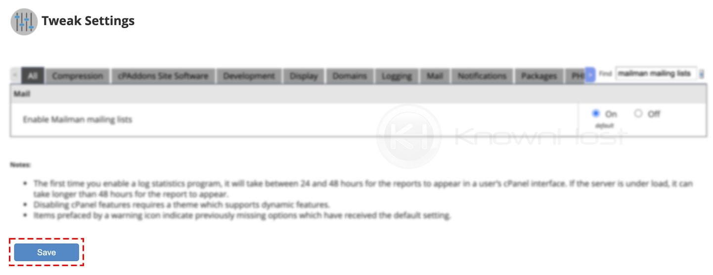 How to enable Mail Lists (mailman) in cPanel / WHM? - KnownHost