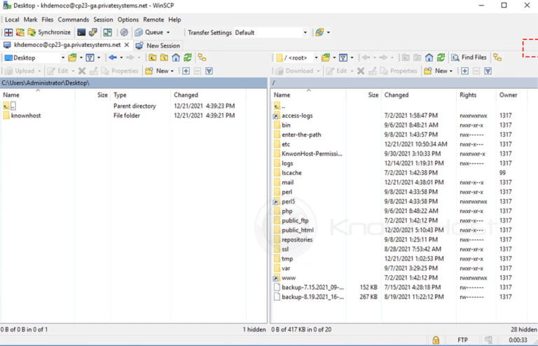 Configuring Win-SCP to upload files via FTP, sFTP - KnownHost