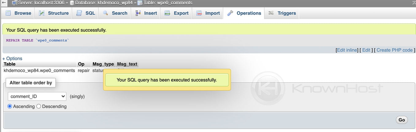 How To Repair Create Database Table Using Phpmyadmin And Check Version Of Mysql