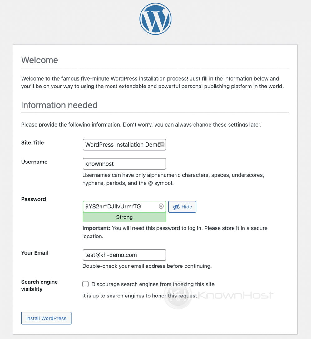 How to install WordPress manually? - KnownHost