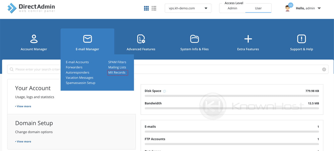 How To Configure Your DirectAdmin Server To Use a Remote Mailserver For Your Domain? - KnownHost